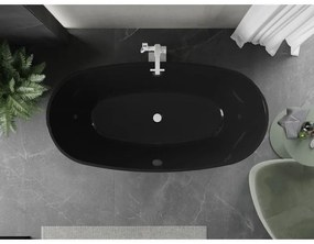 Mexen Eris, volně stojící vana 170 x 80 cm, černá, bílý přepad, 53441708070-20