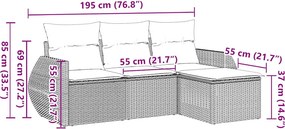 4dílná zahradní sedací souprava s poduškami černá polyratan 3253603