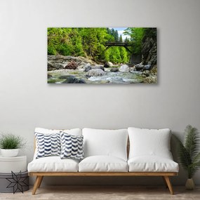 Obraz na plátně Dřevěný Most v Lese 100x50 cm