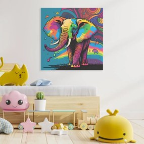Obraz na plátně - psychedelický slon FeelHappy.cz Velikost obrazu: 140 x 140 cm