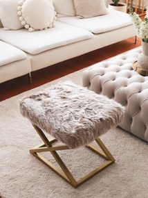 Atelier del Sofa Taburet Capraz Pelush - Gold, Brown, Hnědá, Zlatá