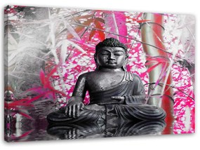 Obraz na plátně Buddha Bamboo růžový - 90x60 cm