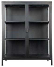 House Nordic Vitrína, černý kov, 2 skleněné dveře\n80x40x101 cm