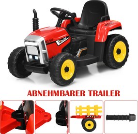 Costway 3-rychlostní dětský traktor 12 V pojízdný traktor s – červený