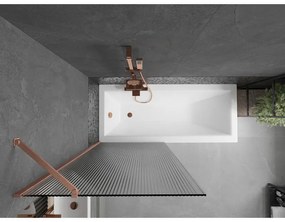 Mexen Next, 1-křídlová vanová zástěna 80 x 150 cm, 6mm sklo Ribs, měděná matná, 895-080-000-00-09-65