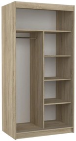 Šatní skříň s posuvnými dveřmi Iness - 100 cm Barva: Bílá/Dub