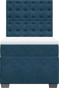 Box spring postel s matrací modrá 90 x 190 cm samet 3293102