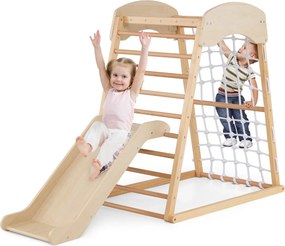 Costway Lezecký rám Indoor 6 v 1 vytahovací tyč a skluzavka a šplhací skály
