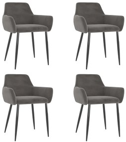 vidaXL Jídelní židle 4 ks tmavě šedé samet