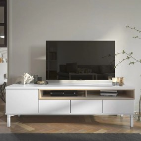 Bílý TV stolek 156x48x48 cm Roomers – Tvilum