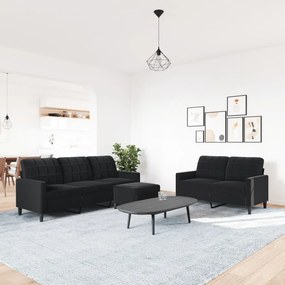 3dílná sedací souprava s poduškami černá samet 3278406