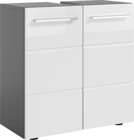 XXXLutz SKŘÍŇKA POD UMYVADLO, vysoce lesklá bílá, antracitová, 60/62/31 cm Xora - Online Only koupelnové skříňky - 001279018901