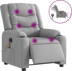 Elektrické masážní polohovací křeslo světle šedé textil 3206570