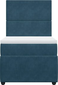 Box spring postel s matrací modrá 90 x 200 cm samet 3294536