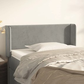 Čelo postele typu ušák světle šedé 103x16x78/88 cm samet 3118670