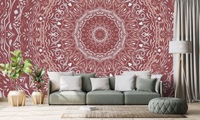Samolepící tapeta Mandala ve vintage stylu v růžovém odstínu - 300x200 cm
