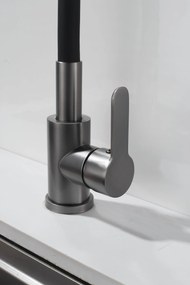 Gamma Flex 4000, stojánková dřezová baterie s flexibilním ramenem, 2-funkční výtok, černá-grafitová, GMA-BFX-4000GM