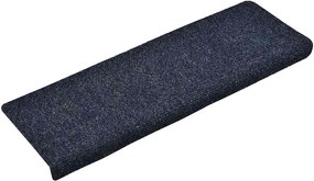 Schodové rohože samolepicí 15 ks 65 x 21 x 4 cm modré s obdélníkovým okrajem 134566