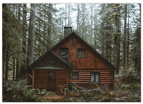 Skleněný obraz - Horská chata (70x50 cm)
