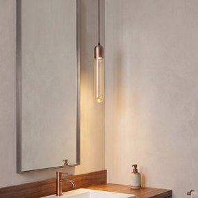 Art Deco Závěsná Lampa Tmavý Bronz s Žebrovaným Sklem IP44 - Walcott