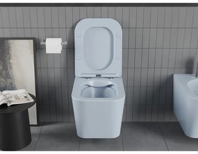 Mexen Teo, závěsné WC Rimless s WC deskou slim, duroplast, šedá-modrá matná, 30854069