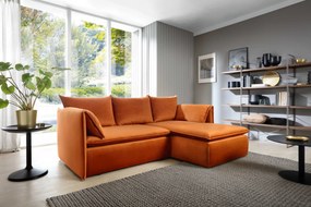 Rohová rozkládací sedací souprava do L GRANADA, 230 cm, s úložným prostorem Roh pohovky: Levý roh, Barva látky: Oranžová (Magic Velvet 2213)