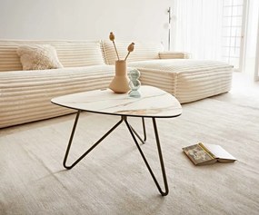 Konferenční stolek Ekrem 65x40 cm keramika Calaccatta Luxe bílo-zlato