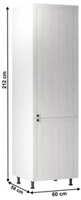 Skříňka na vestavěnou lednici D60ZL, pravá, bílá / sosna Andersen, PROVANCE