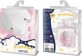 Dětské bavlněné povlečení do postýlky 135x100 cm CUDDLES - Slůně - růžové
