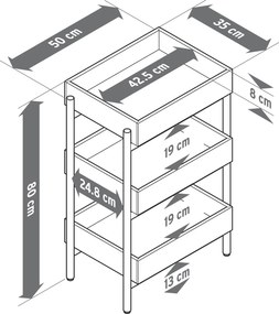 Tchibo - Stojací regál z masivního dřeva se 3 přihrádkami - barva: hnědá