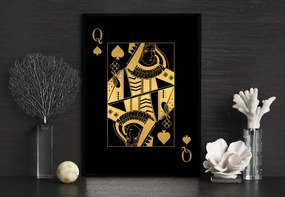 Pixada Queen of spades Gold - motivační obraz Velikost: B2 - 50x70 cm, Volba rámu: s černým rámem