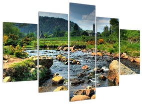 Obraz horské krajiny s řekou (150x105 cm)