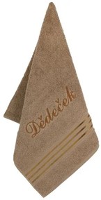 Bellatex Froté ručník kolekce Linie s výšivkou Dědeček 50x100 cm hnědá