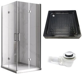 BPS-koupelny Čtvercový sprchový kout HYD-SK08C 90x90 chrom/transparent + vanička HYD-OSV-SXL02B černá