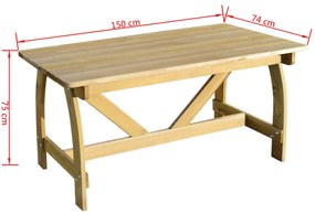 vidaXL Marketos Zahradní stůl 150 x 74 x 75 cm impregnované borové dřevo