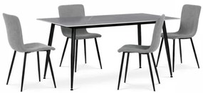 Jídelní stůl 160x90 x76 slinutý kámen matný mramor, černé kovové nohy HT-406M GREY
