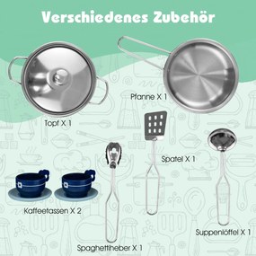 Costway Dětská kuchyňka set hrací kuchyňka s lehkým taburetem kávovar dávkovač