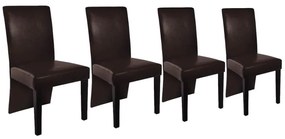 Jídelní židle 4 ks tmavě hnědé umělá kůže - Default Title