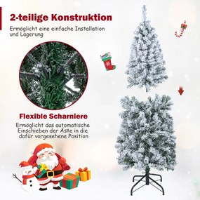 Costway 150 cm Umělý vánoční stromeček s 180 teplými bílými LED světly