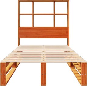 Postel s knihovnou bez matrace hnědá 100 x 200 cm masivní dřevo 3323916