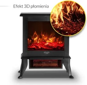 Adler AD 7754 / Elektrický krb / 2 topné stupně / 3D plamenový efekt