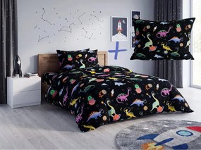Sada dětského povlečení z mikrovlákna DINO SPACE barevné + povlak na polštář 50 x 70 cm ZDARMA