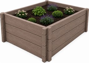 Báča Beton Betonový vyvýšený záhon - imitace dřeva 136 x 136 cm Výška záhonu: 75 cm, Barva záhonu: Hnědá