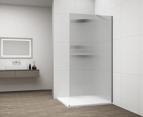 Polysan Esca Chrome jednodílná sprchová zástěna 90 x 210 cm k instalaci ke stěně aluchrom sklo Flute vlnky ES1390-01