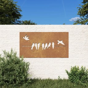 Zahradní nástěnná dekorace 105 x 55 cm cortenová ocel Pták - Default Title