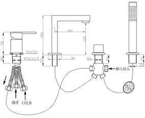 Mexen CUBE - vanová baterie 4-otvorová, Černá, 72932-70