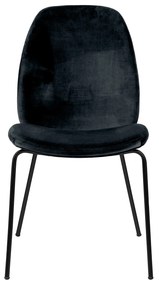 Welwetowe krzesło tapicerowane do jadalni Czarne THEME