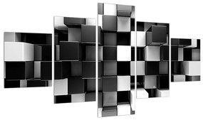 Abstraktní černobílý obraz - kostky (125x70 cm)