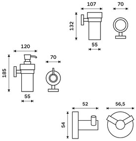 Nimco Sada koupelnových doplňků, nádobky skleněné UNIX - UN set-31W-26