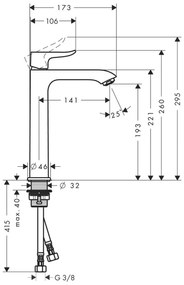 Hansgrohe Metris - Páková umyvadlová baterie bez odtokové garnitury, chrom 31185000